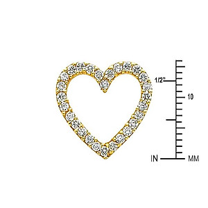 14k REAL Yellow Gold CZ Open Heart Charm Pendant