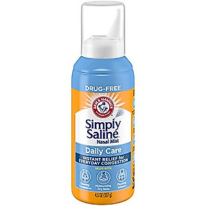 ARM & HAMMER Simply Saline Nasal Care Daily Mist 4.5oz – Instant Relief for Every Day Congestion – One 4.5oz Bottle