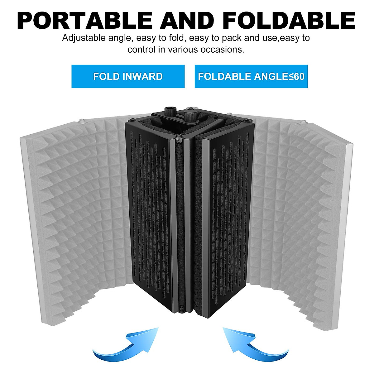 Aokeo Microphone Isolation Shield, Foldable Mic Shield with Triple Sound Insulation, Reflection Filter with 3/8" and 5/8" Mic Threaded Mount for Recording Studio, Podcasts, Singing, and Broadcasting