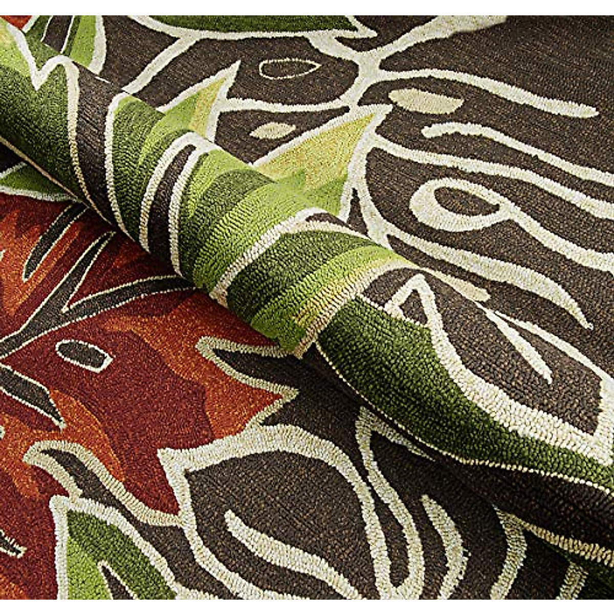 Couristan Areca Palms Runner rug, 2'6" x 8'6", Brown/Forest Green