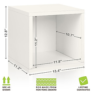 Way Basics Eco Stackable Storage Cube, Cubby Organizer (Tool-Free Assembly and Uniquely Crafted from Sustainable Non Toxic zBoard paperboard), White