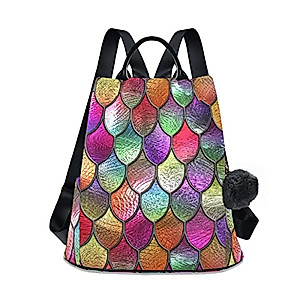 INSOMO Shiny Scales Backpack Purse for Women, Fashion Designer Travel Bag Large Ladies Shoulder Bags