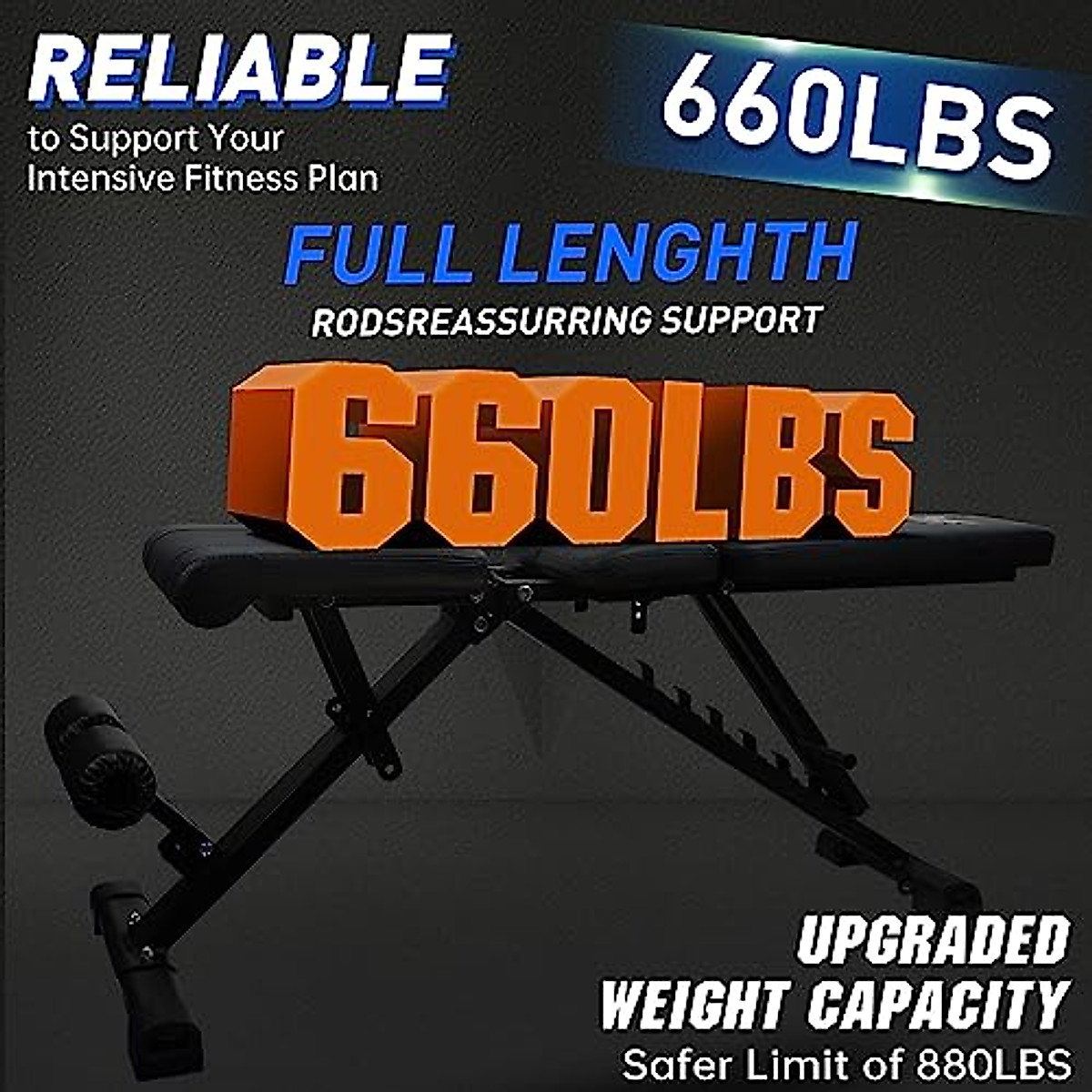 Weight Bench Adjustable Strength Training Workout Benches Foldable Work Out Incline Bench Set for Home Gym Weight Lifting Dumbbell Exercise Full Body Workout with Resistance Rope