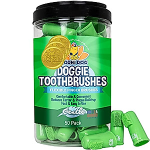 Gentle Disposable Dog Toothbrushes | Soft High Grade Finger Toothbrush with Silicone Bristles for Pet Dental & Oral Care Teeth & Gum