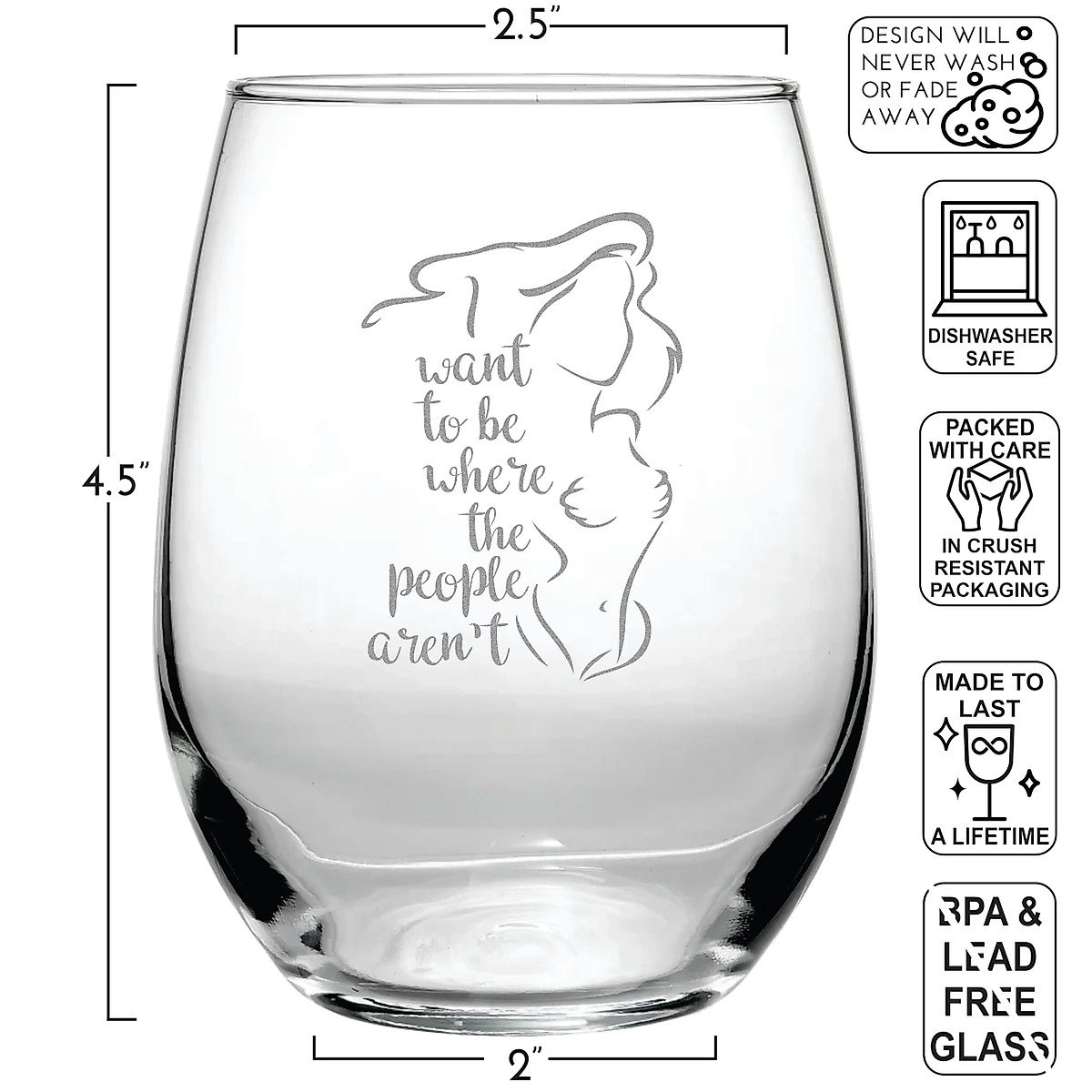 I Want to be Where the People Aren't - 15 oz Stemless Wine Glass - Ideal for Little Mermaid Fan - Ariel Inspired - Funny Gag Birthday Christmas or Movie Themed Gift - Introvert Humor