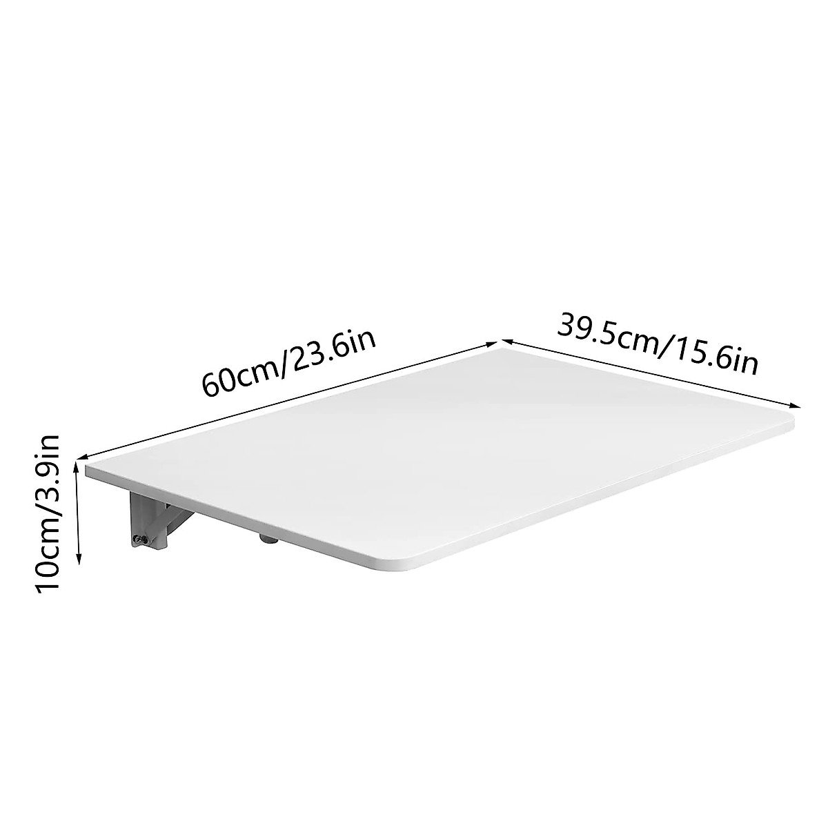 Wall Mounted Folding Table, Drop Leaf Wall Shelf, Floating Foldable Table, Mounted Desk for Small Spaces, Wooden Space Saving Hanging Table for Study Bedroom Laundry Balcony Kitchen, White