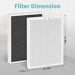 𝟐 𝐏𝐚𝐜𝐤 E-400 Air Filter ＆ ClearAir-A7 Filter Compatible With AromaRoom E-400 H14 Air-Purifier ＆ VEWIOR ClearAir-A7 H14 True HEPA Air Purifier, 3-Stage True Hepa With Efficiency Activated Carbon
