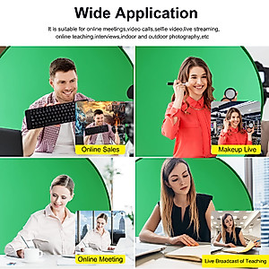 CoosBonfik Portable Green Screen Backdrop (56''), Collapsible Webcam Background, Green Screen for Chair, Chroma Key Green, for Home Office Video Conferencing