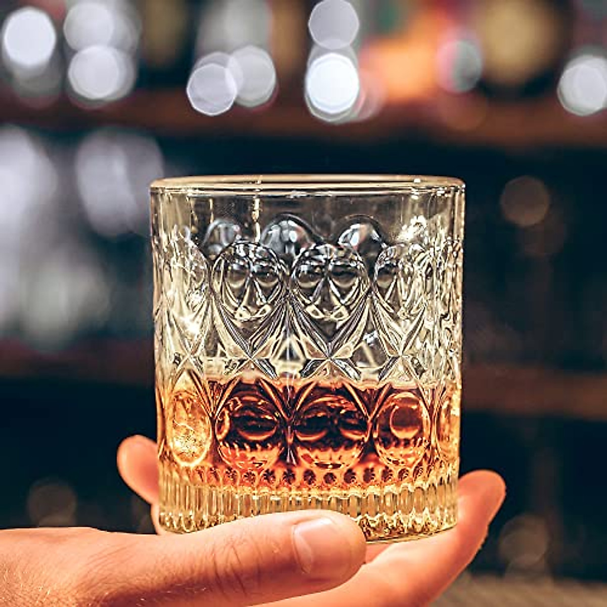 Old Fashioned Whiskey Glasses - Rocks Glasses in Gift Box, Bourbon glass set, Old Fashioned Glass and Scotch Glasses for Men, Whiskey Glass for Cognac, Whisky, Liquor and Cocktail.. (Circle - 2 pcs)