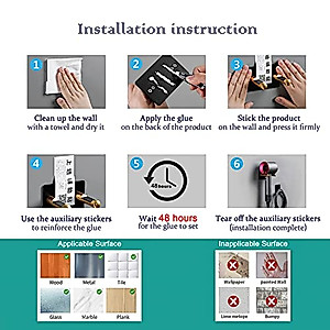 ROZZWILD Hair Dryer Holder Adhesive No Drill Wall Mounted Aviation Aluminum Alloy Blow Dryer Rack with Plug Bracket in Bathroom Barbershop Saloon Fit for Dyson and Most Hair Dryers