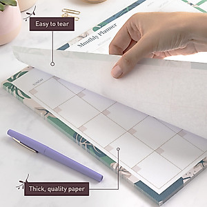 Rileys & Co Monthly Planner Desk Pad, Undated Planner Calendar with 52 Tearaway Sheets, Wide To Do Planner Notepad with Top Priorities and Notes, 16.5 x 11.4 Inches (Floral)