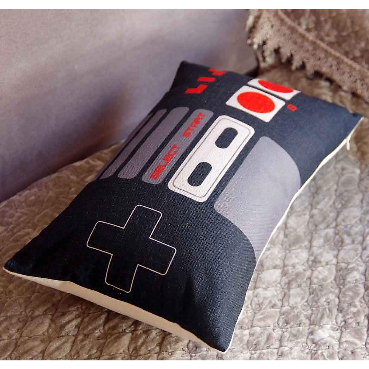 FAVDEC Decorative Game Pad Pillow Cover 12 Inches x 20 Inches, Throw Pillow Cover with Gamepad Pattern, Cover only