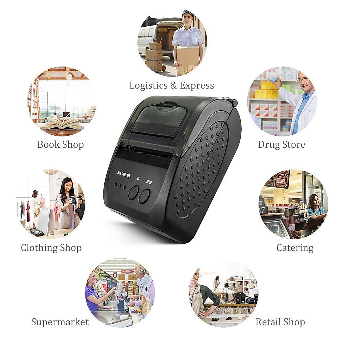 NETUM Wireless Bluetooth Receipt Thermal Printer with 50rolls Receipt Paper Portable Personal Bill Printer 2 Inches 58mm Mini USB POS Printer for Restaurant Sales Retail Compatible