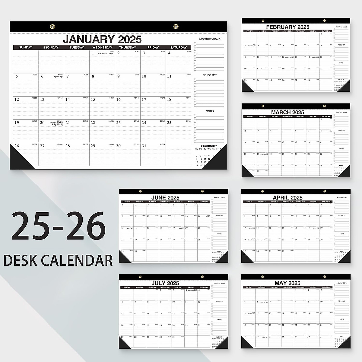 2023-2024 Desk Calendar, 18 Month Desk Calendar/Wall Calendar Combo, 17" x 12", January 2023-June 2024, Highlight Holidays, Planning Calendar, Thick Paper
