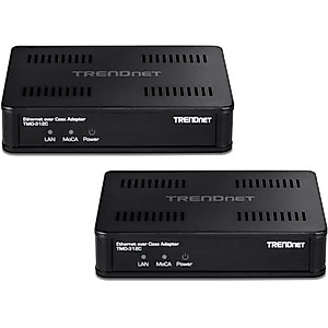 TRENDnet Ethernet Over Coax MoCa 2.5 Adapter (2-Pack), TMO-312C2K, Backward Compatible with MoCA 2.0/1.1/1.0, RJ-45 Gigabit LAN Port, Supports Net Throughput up to 1Gbps, Support up to 16 Nodes, Black