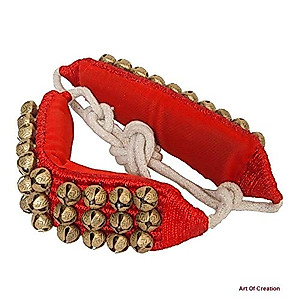 Art Of Creation Kathak Ghungroo Anklet Bells 3 Line 60 Big Bells Musical Dancing Instrument Classical Bharatnatayam Kuchchipudi Ghungru (Red Paded)