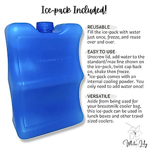 The White-Lily Market Insulated Baby Bottle and Breastmilk Cooler Bag | Ice Pack Included | Daycare and On the Go Travel Bag | Fits Tall, Wide and Small Baby Bottles, 4oz to 9oz, Gray & White