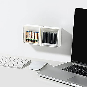 VALINK Holder Dispenser for Cotton Ball, Wall-mounted Flip-top Organizer Multifunctional No Drilling Cotton Buds & Make Up Pad Dispenser for Home & Office (1PC/3PCs)