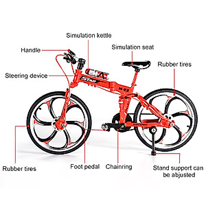 Ming You Alloy Bike Toy - The Die-cast Cross-Country Bike Model is Used for Various Home Decorations, Handicraft Collections. Birthday Gifts for Boys and Girls Bicycle Loversycle Lovers (Black/Red)