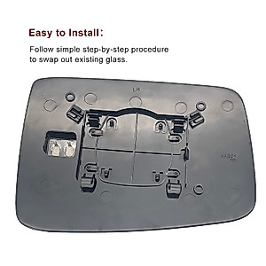 Left Driver Side Heated Mirror Glass Replacement For 2009-2018 Dodge Ram 1500 2500 - Ram 1500 Side Mirror Glass With Rear Holder- Replace 68079362AA 68050298AA