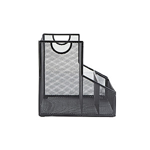 Mind Reader DEEPORG-BLK Metal Mesh Large File Storage Basket For A4 Paper, Legal Documents, Folder & Magazine Holder, Office Organization, Black Deep Org