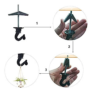 2 Pack Black Swag Ceiling Hooks and Hardware Set for Hanging Plants, Heavy Duty Swag Hooks with Steel Screws/Bolts and Toggle Wings for Ceiling Installation Wall Fixing