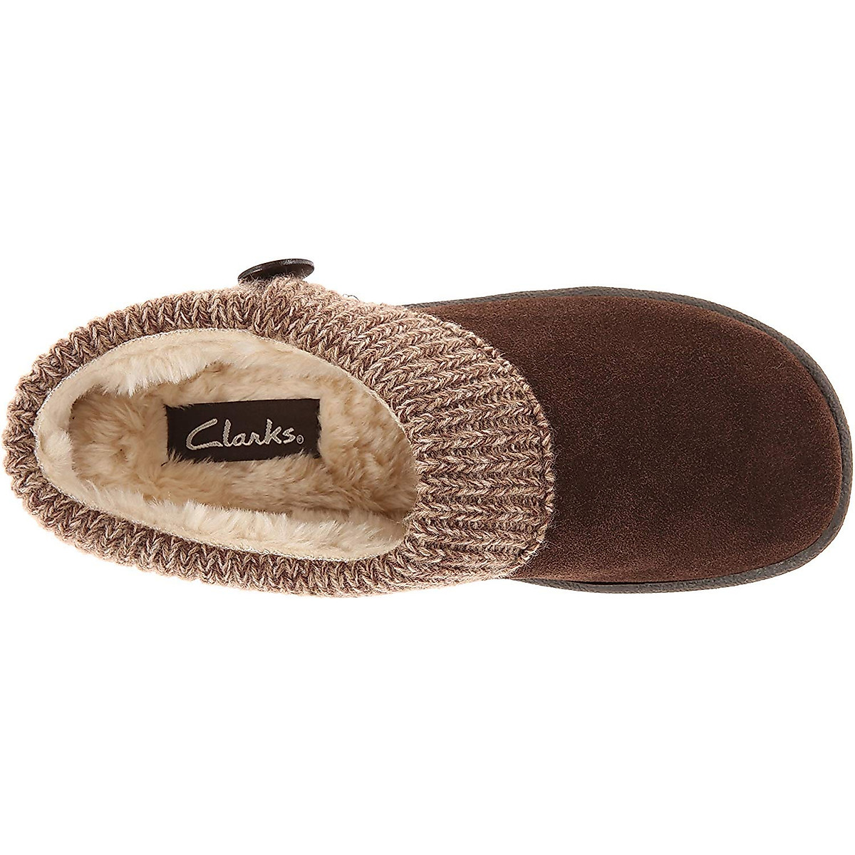 Clarks Women's Knit Scuff Leather Slipper Mules Sweater Cuff Clog (10, Brown)