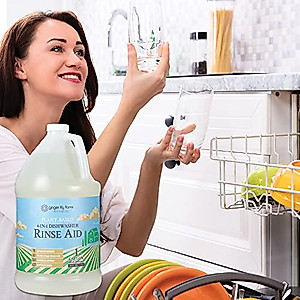 Ginger Lily Farms Botanicals Plant-Based 4-In-1 Dishwasher Rinse Aid, 100% Vegan & Cruelty-Free, Fragrance-Free, 1 Gallon (128 fl oz) Refill