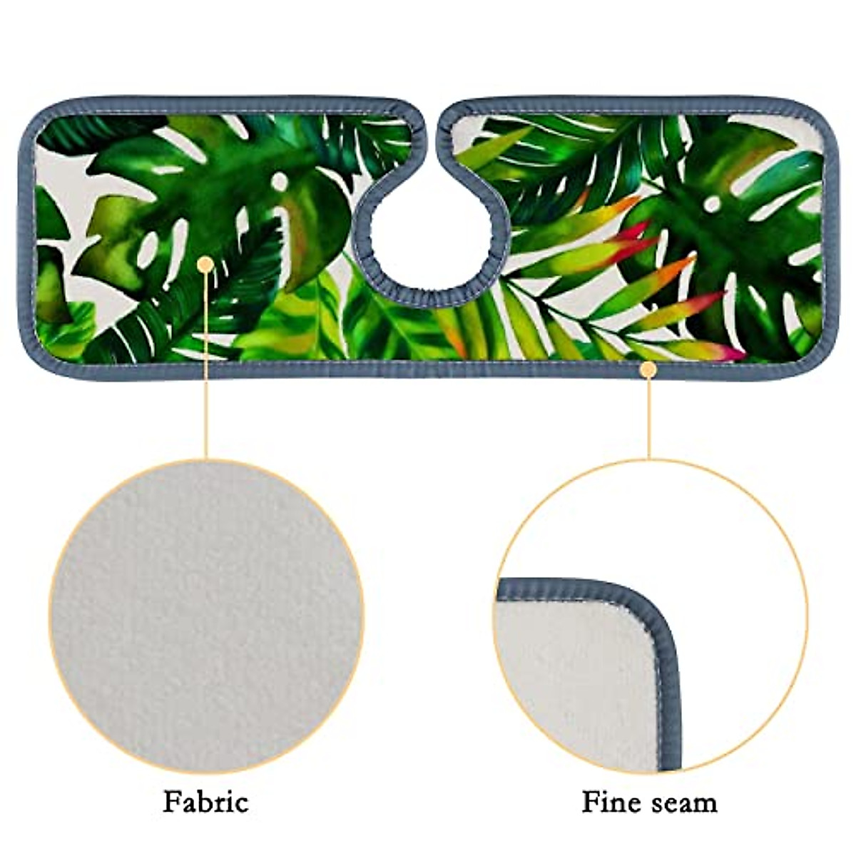 Kitchen Faucet Mats 2 Pieces Jungle Tropical Plam Leaf Faucet Sink Splash Guard Bathroom Counter and RV,Absorbent Faucet Counter Sink Water Stains Preventer