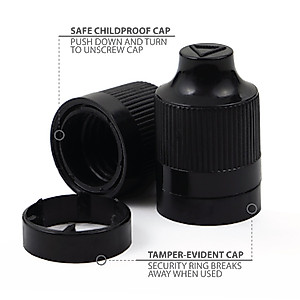 30ml PE Unicorn Pen Plastic Bottle with Child Resistant Tamper Evident Cap (5 Pack) Multicolor, Black Blue Green Red White