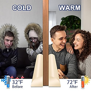 HADOR Door Draft Stopper Noise Blocker 36 Inches for Bottom of Door, Light Yellow Twin Triangular Under Door Draft Stopper Seal Gap Machine-Washable Air Blocker