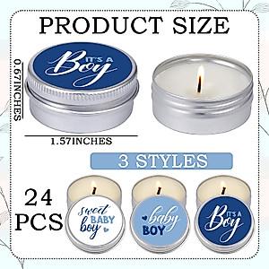 Landhoow 24 Pcs Baby Shower Candles Favors Lavender Scented Gender Reveal Candles Gifts Rustic Tea Light Candle Aromatherapy Candle for Home (Blue Style)