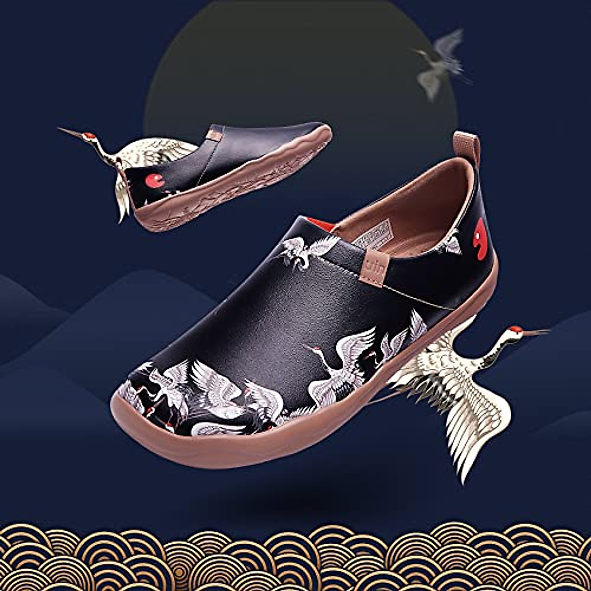 UIN Women's Walking Travel Shoes Slip On Microfiber Leather Casual Loafers Lightweight Comfort Fashion Sneaker Crane in Dark (8)