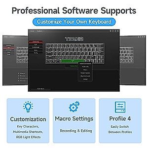 DIERYA T63 60% Wireless Mechanical Gaming Keyboard, Bluetooth/2.4G/Wired RGB Backlit Ultra-Compact 63 Keys Keyboard for PC/Mac Gamer, Typist, Traveler with Blue Switch-Black
