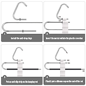 CERETIA 9 Layers Pants Hangers Space Saving - Non Slip Stainless Steel Multifunctional Pants Rack, Clothes Closet Storage Organizer for Pants Jeans Trousers Scarf Hanger