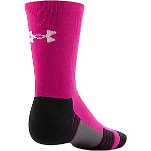 Under Armour Adult Team Crew Socks, 1-Pair, Tropic Pink/Black/White, Large