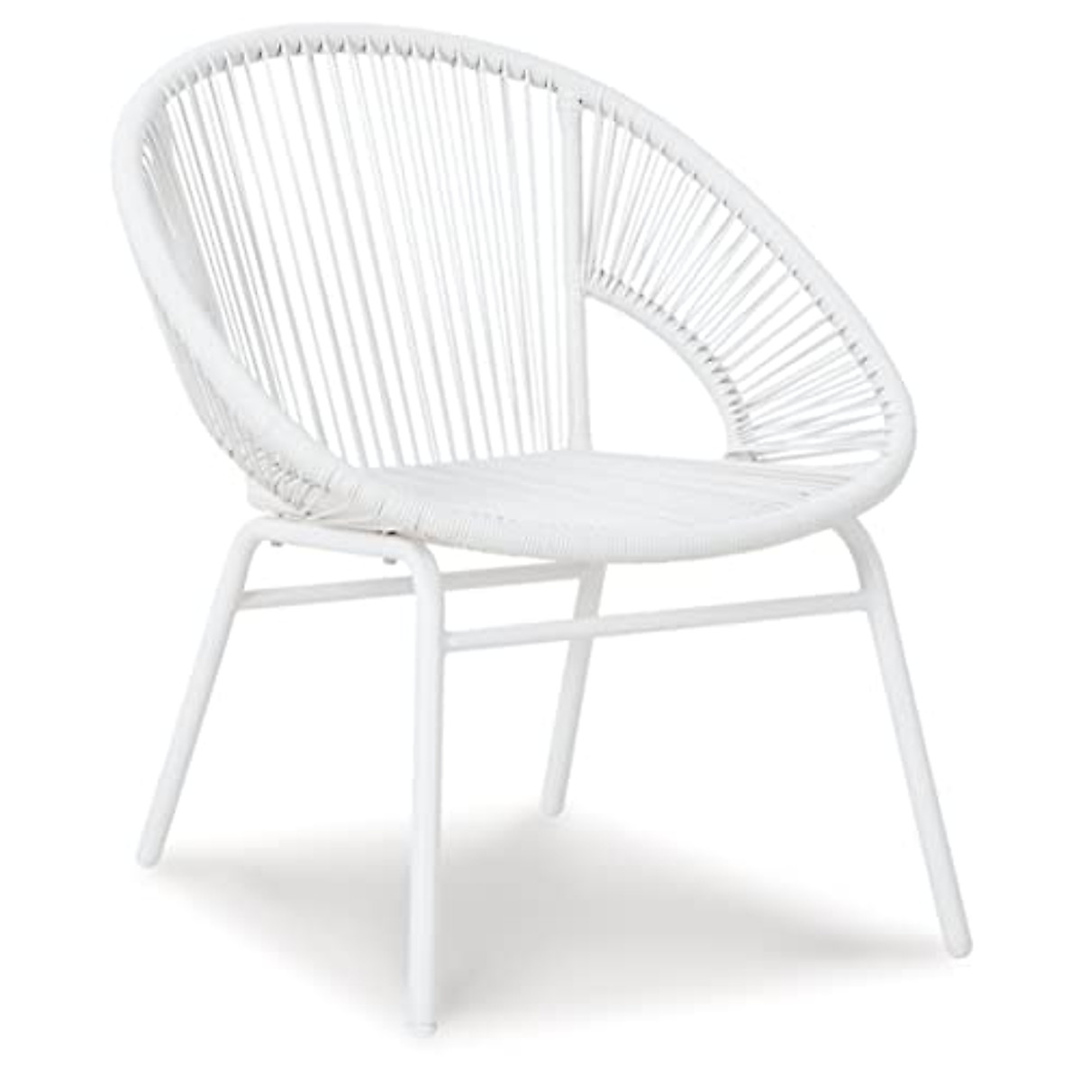 Signature Design by Ashley Mandarin Cape Casual All-weather Resin Wicker Outdoor Chairs with Table Set, Set of 3, White