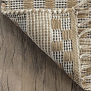 nuLOOM Emma Jute-Blend Flatweave Striped Tassel Area Rug, 5' x 8', Natural