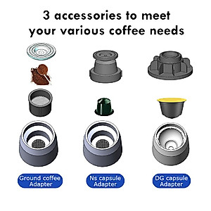 ShareforU Mini Espresso Coffee Maker, Fast Coffee Brewer, Portable Espresso Machine,3 in 1 manual piston expresso machine for ground coffee and NS Capsules and DG capsules,good grip