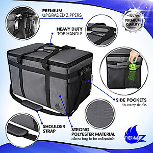 ThermalZ Insulated Food Delivery Bag, Cooler Bag, Extra Large Insulated Grocery Bags for Hot and Cold Grocery Shopping, Insulated Bag for Catering