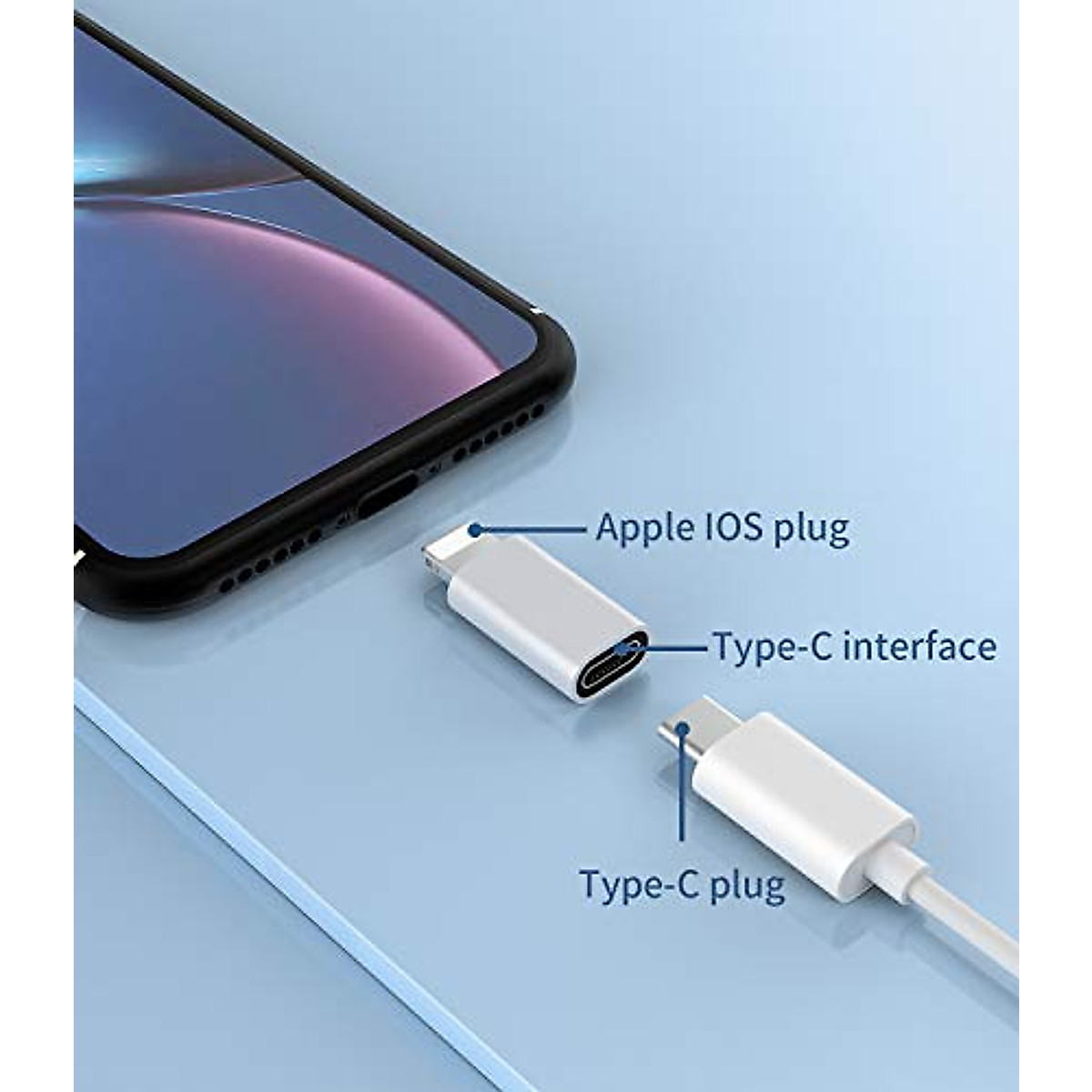 3Pack USB C Female to Lightning Male Adapter for iPhone 12/11/8 X XR/XS/SE/7Plus/Pro Max Ipad Air Mini Type Compatible with Charging Support Data Transmission Connect Charger Connector Cable Converter
