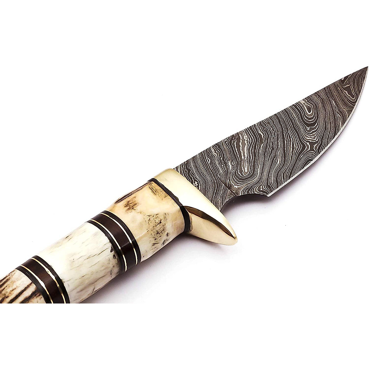 Skokie Knives Custom Hand Made Damascus Steel Hunting Knife Handle Stag Antler