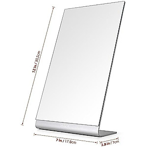 NEZZOE Modern Makeup Mirror, 12" Length Aluminum Desk Mirror, Vanity Mirror for Counter, Bedroom, Bathroom, Dorm