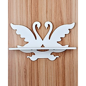 Wall shelf Small White Swan Carved Wall Mount Wood Carved Hollow Shelf