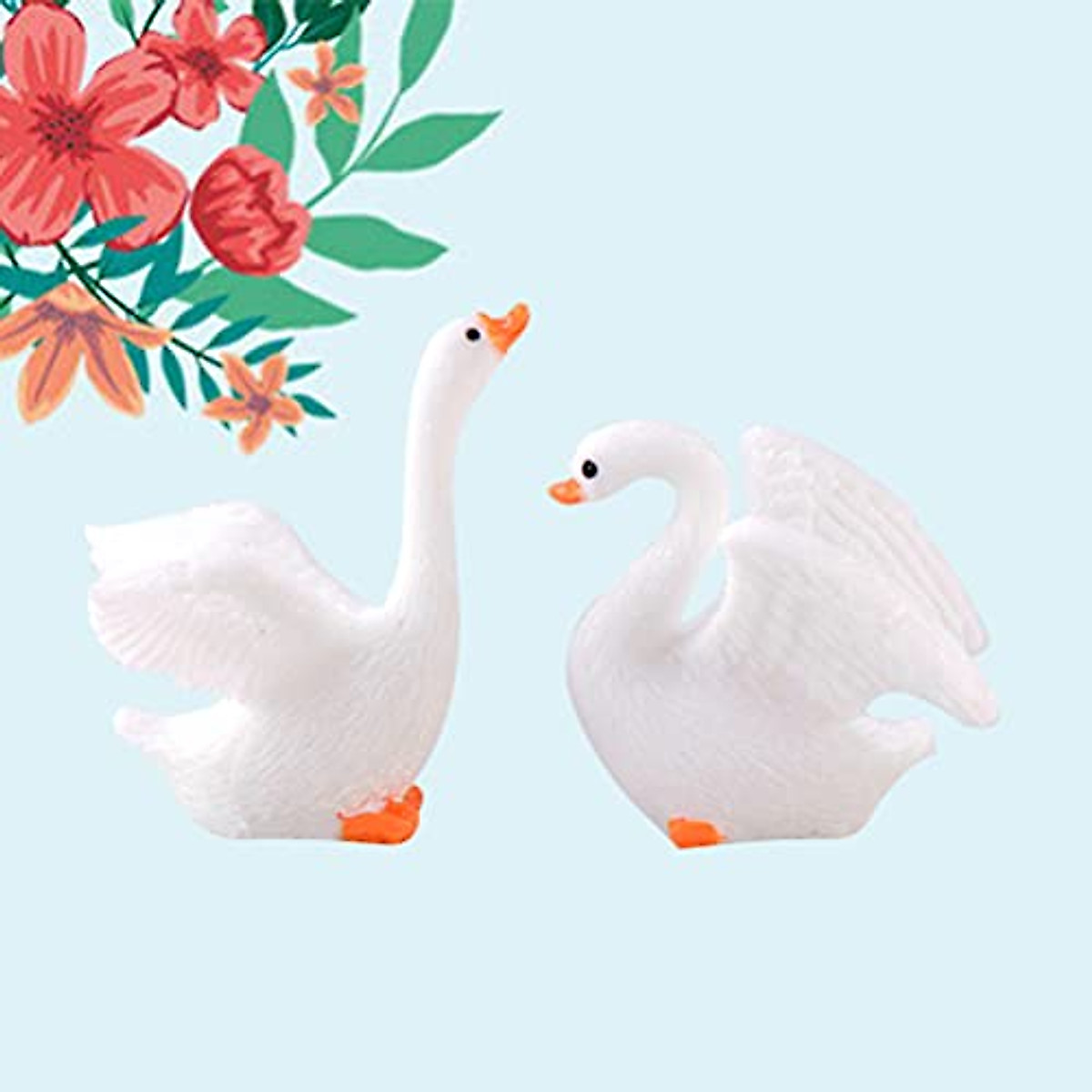 HEALLILY 2pcs Miniature Swan Resin Swan Statue White Swan Figurine Swan Couple Decor Elegant Swan Gift Cake Topper for Fairy Garden Micro Landscape