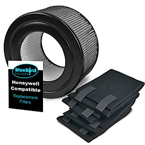 BlueBird Filters Replacement HEPA Filter & Carbon Pre Filter Kit For Honeywell 10500 (EV-10) 17000 17000-S 17005 OEM Part Number 20500 (1 HEPA + 4 Carbon Pre-Filter)