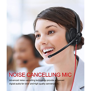HROEENOI Noise-Cancelling USB Headset - Premium Wired PC and Laptop Headphones - Optimal for Zoom, Skype, Home Office, Call Centers, E-Learning - 5-Year Warranty