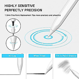 Stylus Pen Compatible with (2018-2022) Apple iPad, NTHJOYS iPad Pencil with Palm Rejection, Tilt, Magnetic, Active Pen for iPad Pro (11/12.9), iPad 6/7/8th Gen, iPad Air 3rd/4th Gen, iPad Mini 5th Gen