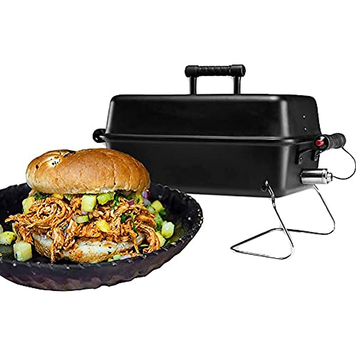 Portable Gas BBQ Grill, Outdoor Grill And Stove, Small Gas Barbecue, for Garden, Patio, Backyard, Camping, Black