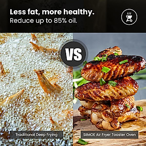 Retro Toaster Oven - SIMOE Air Fryer Oven & Toasters 19QT, 7 in 1 Convection Oven Combo for Family Use, 360° Even & Healthy Cooking, 5 Accessories & Recipe Book - Sliver